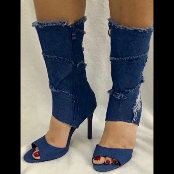 Pierre Dumas | Shoes | Pierre Dumas Distressed Denim Booties | Poshmark